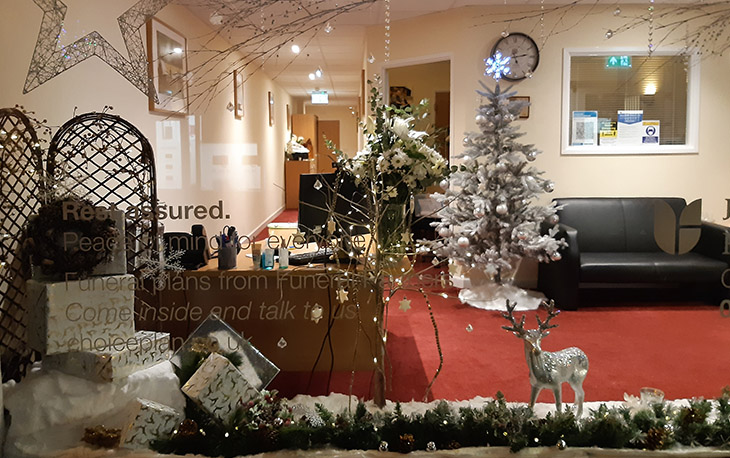 Christmas Window Display - J H Way Funeral Services