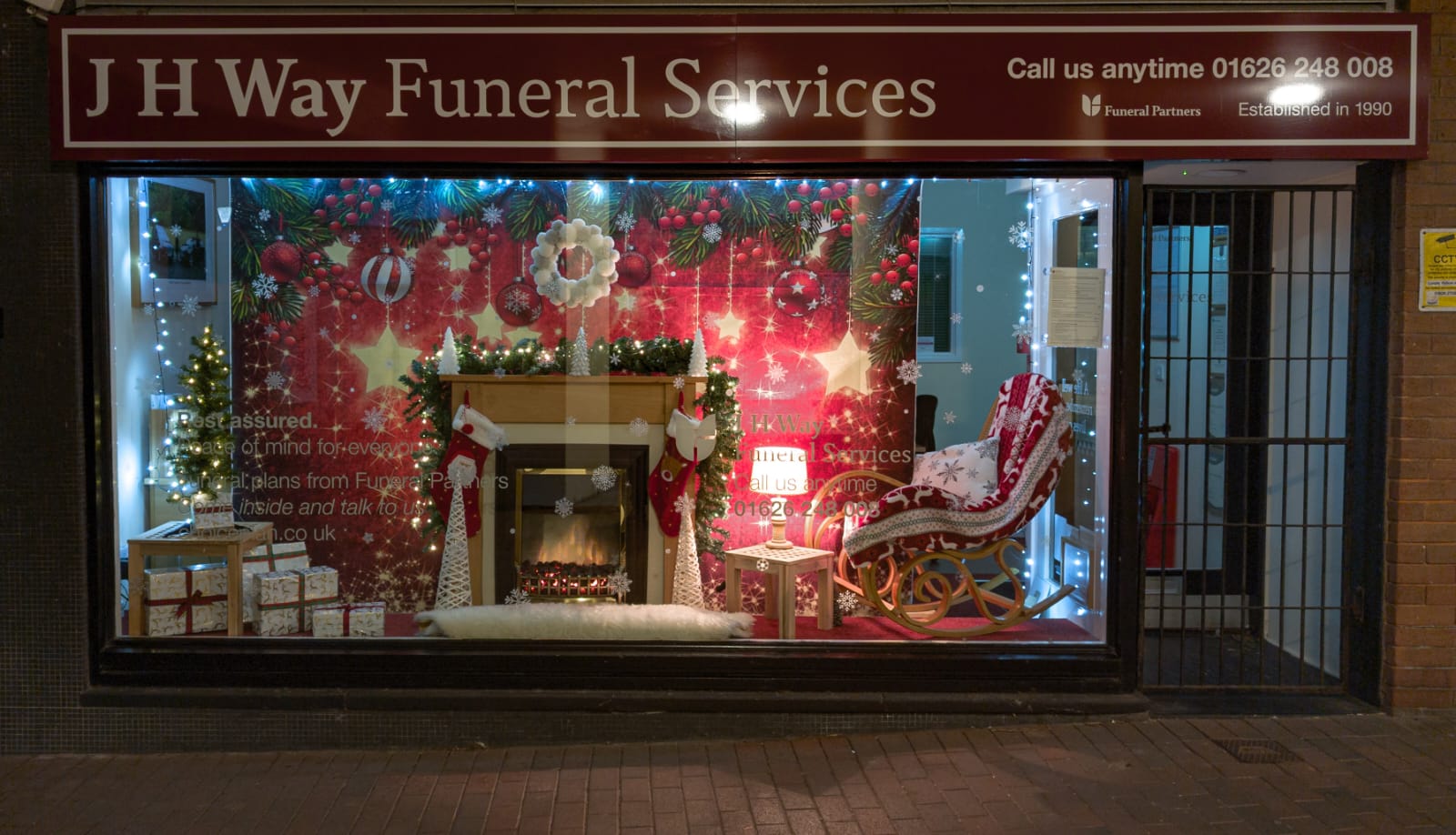 Festive window - J H Way Funeral Services