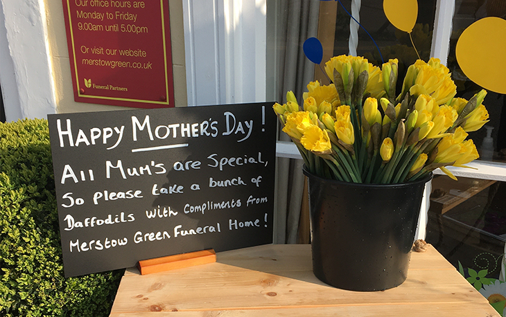 Mother’s Day window display - Merstow Green Funeral Home