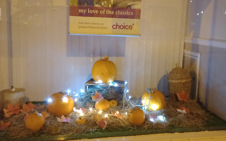 Seasonal Window Display - Burgess & Harper Funeral Directors