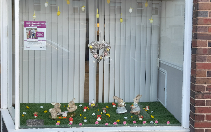 Easter Window Display - Burgess & Harper Funeral Directors